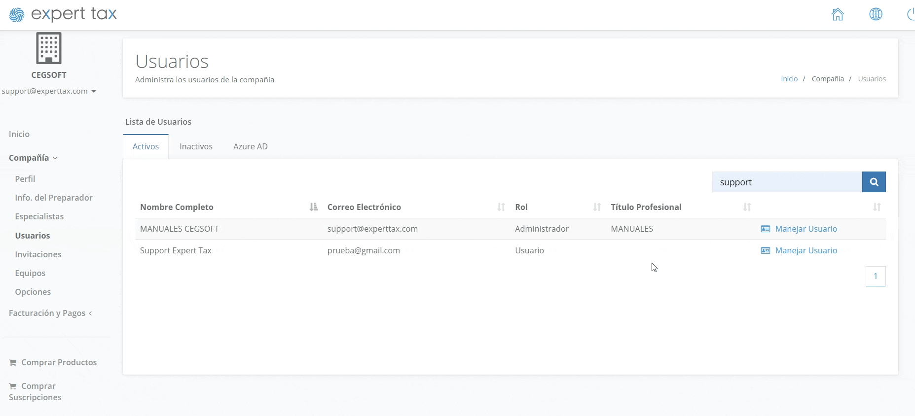 Inactivar Usuario – Expert Tax