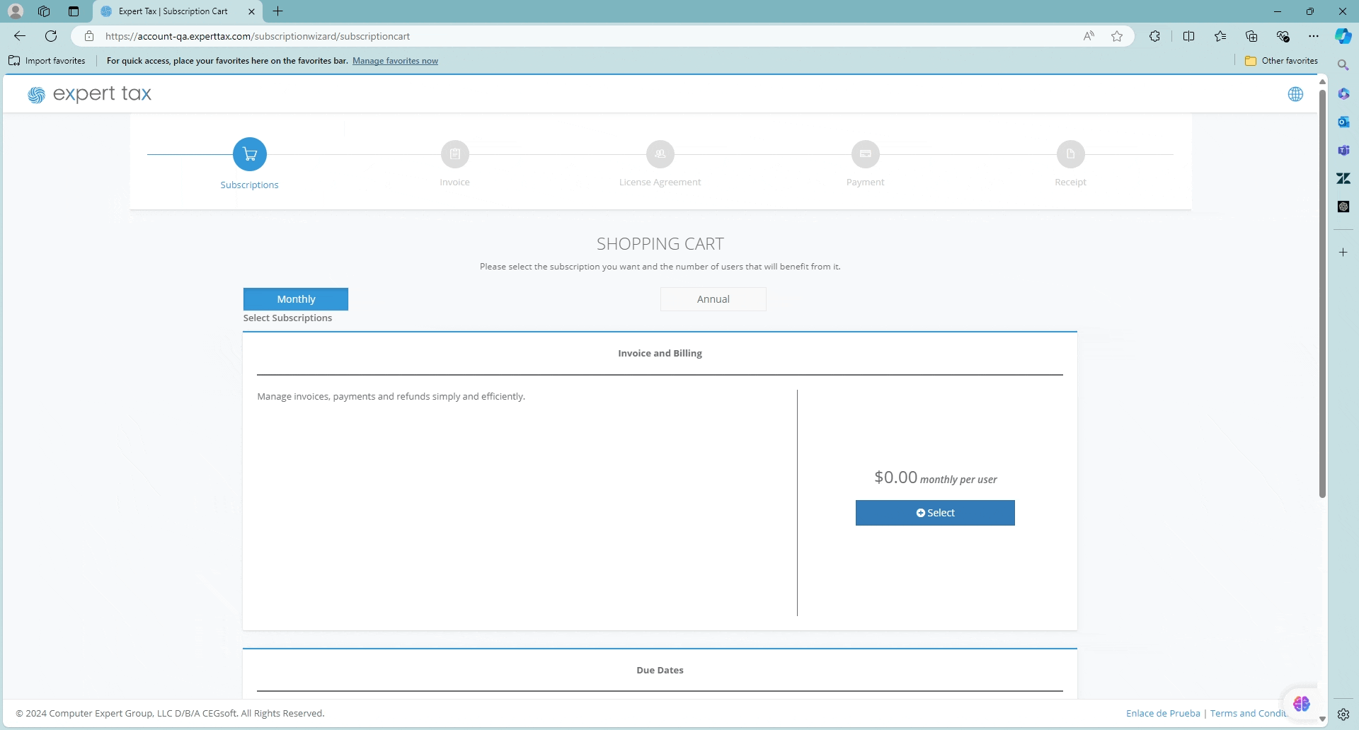 Purchase/Activate - Invoice and Billings – Expert Tax