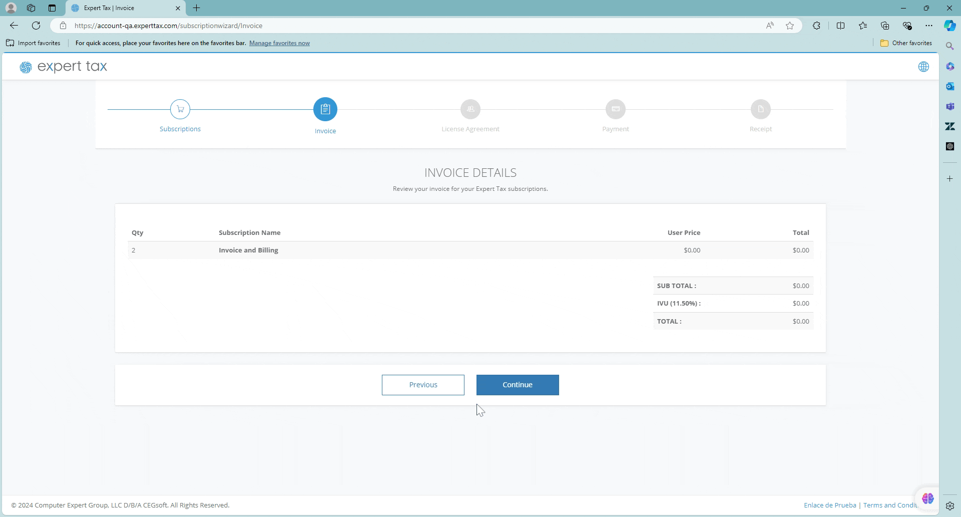 Purchase/Activate - Invoice and Billings – Expert Tax